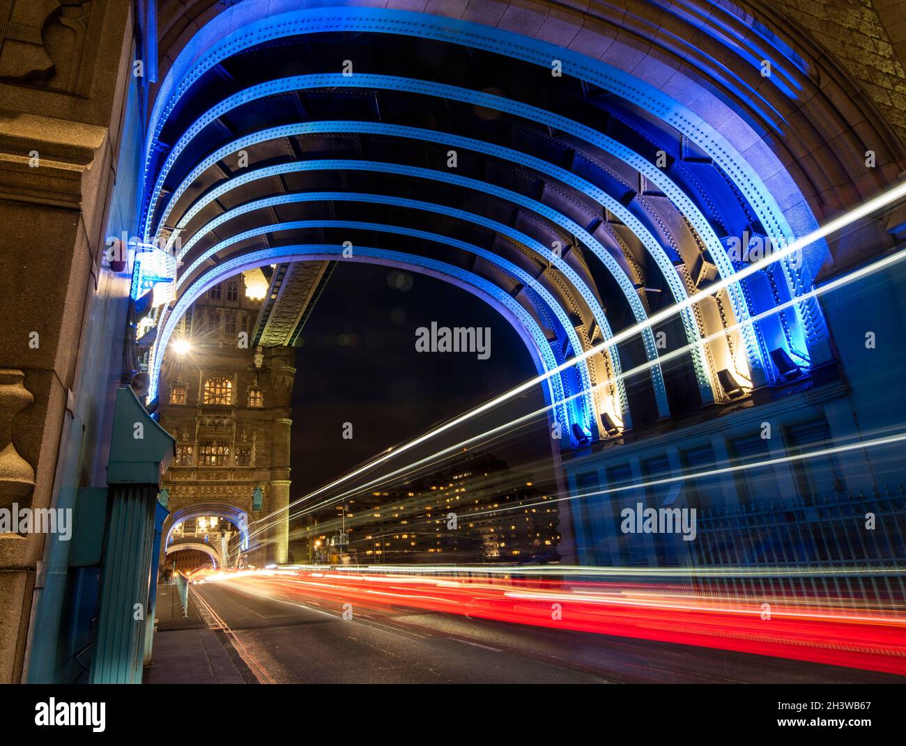 Traffic Light Trails on Tower Bridge, London England UK Stock Photo - Alamy