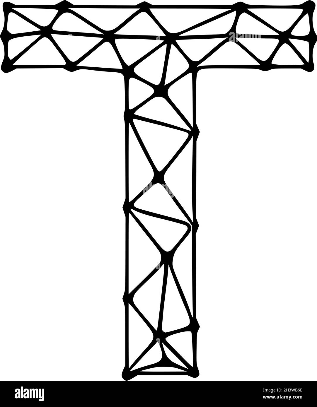 Letter t polygonal symbol, clip art isolated on white background Stock ...