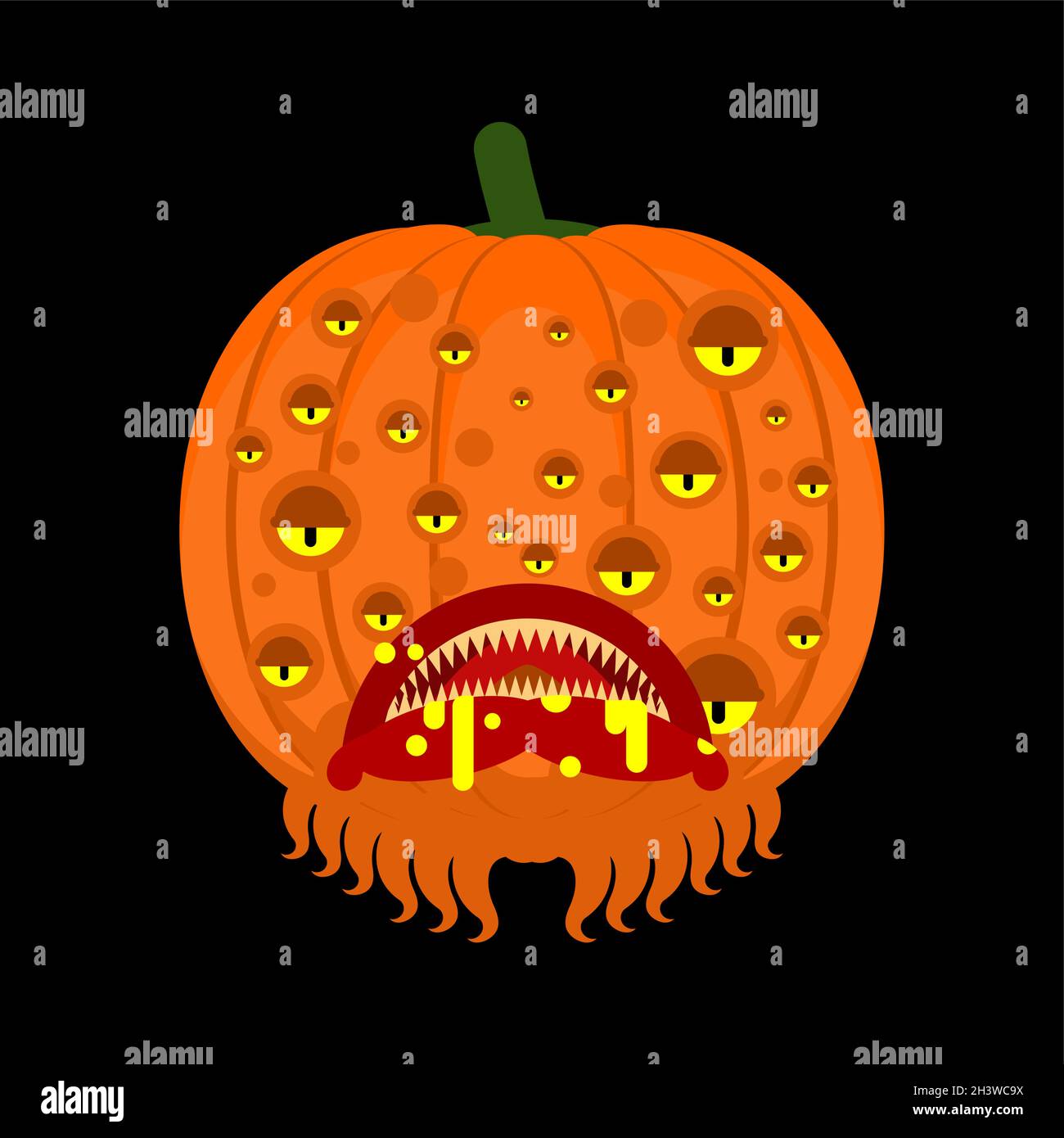 Pumpkin monster for halloween. Scary vegetable. Horrible monstrosity ...