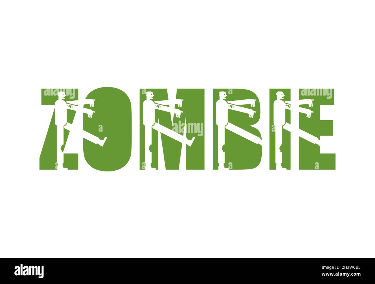 Zombie Lettering Silhouette of in text. zombi Typography. Halloween ...