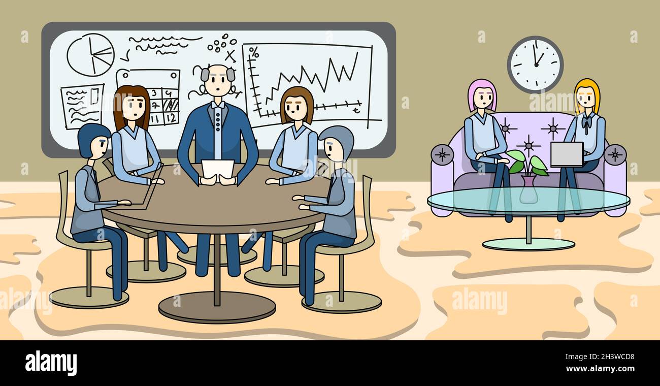 Business team meeting, discussion of working moments - Vector Stock ...