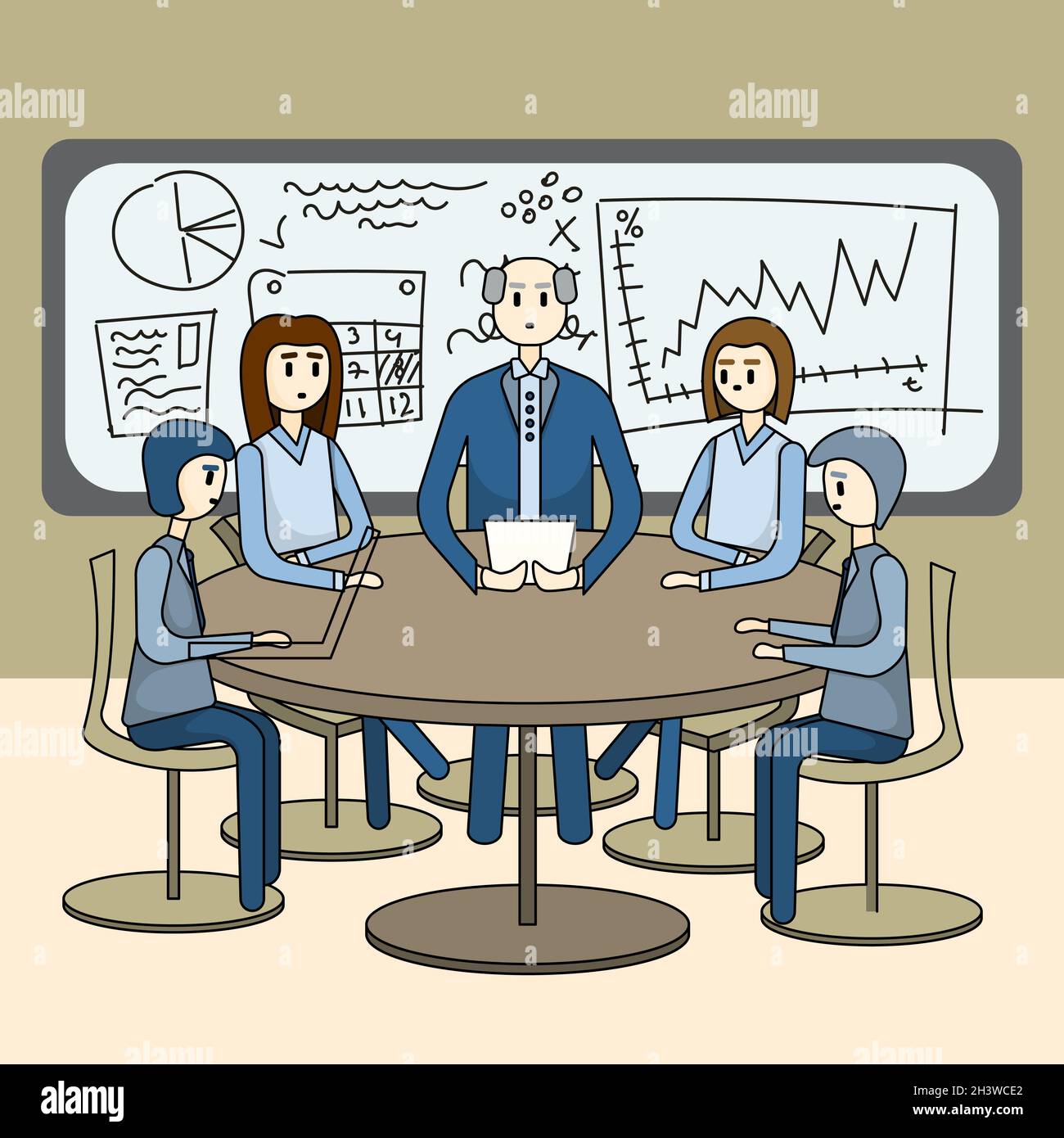 Business team meeting, discussion of working moments - Vector Stock ...
