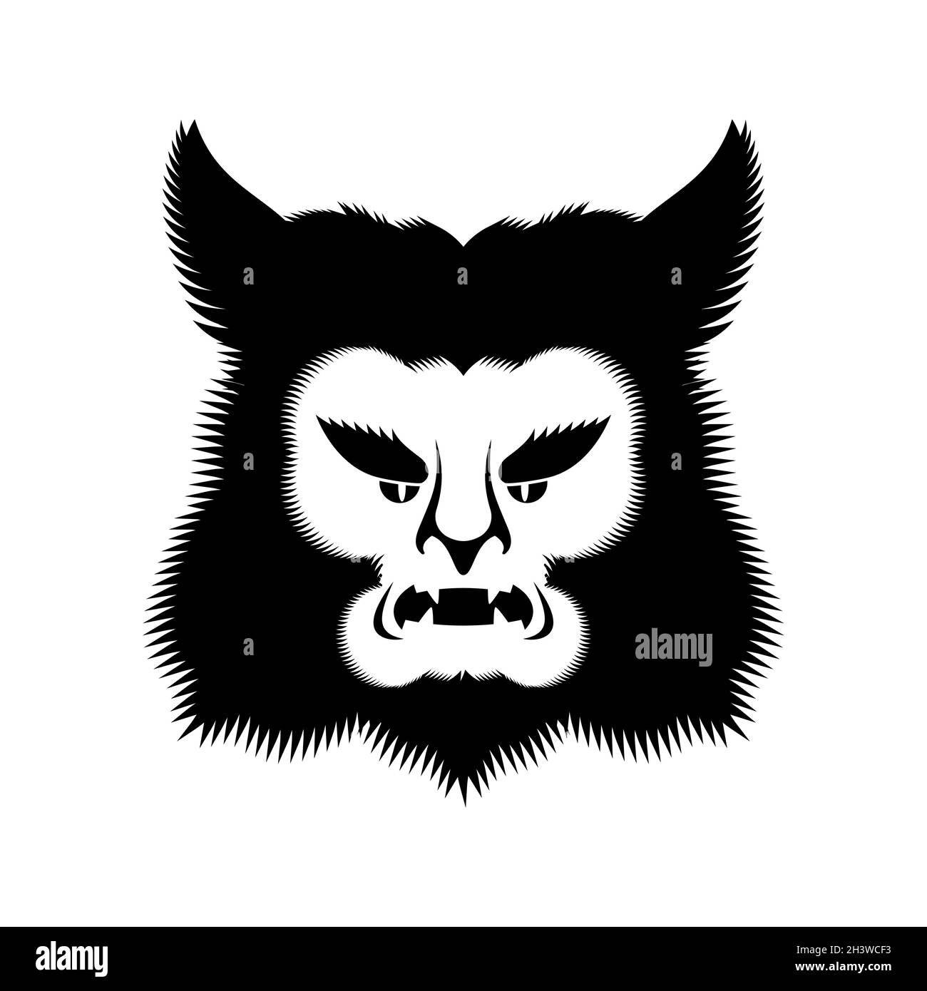 Werewolf face isolated. Wolf man head. werwolf Monster. wolfman ...