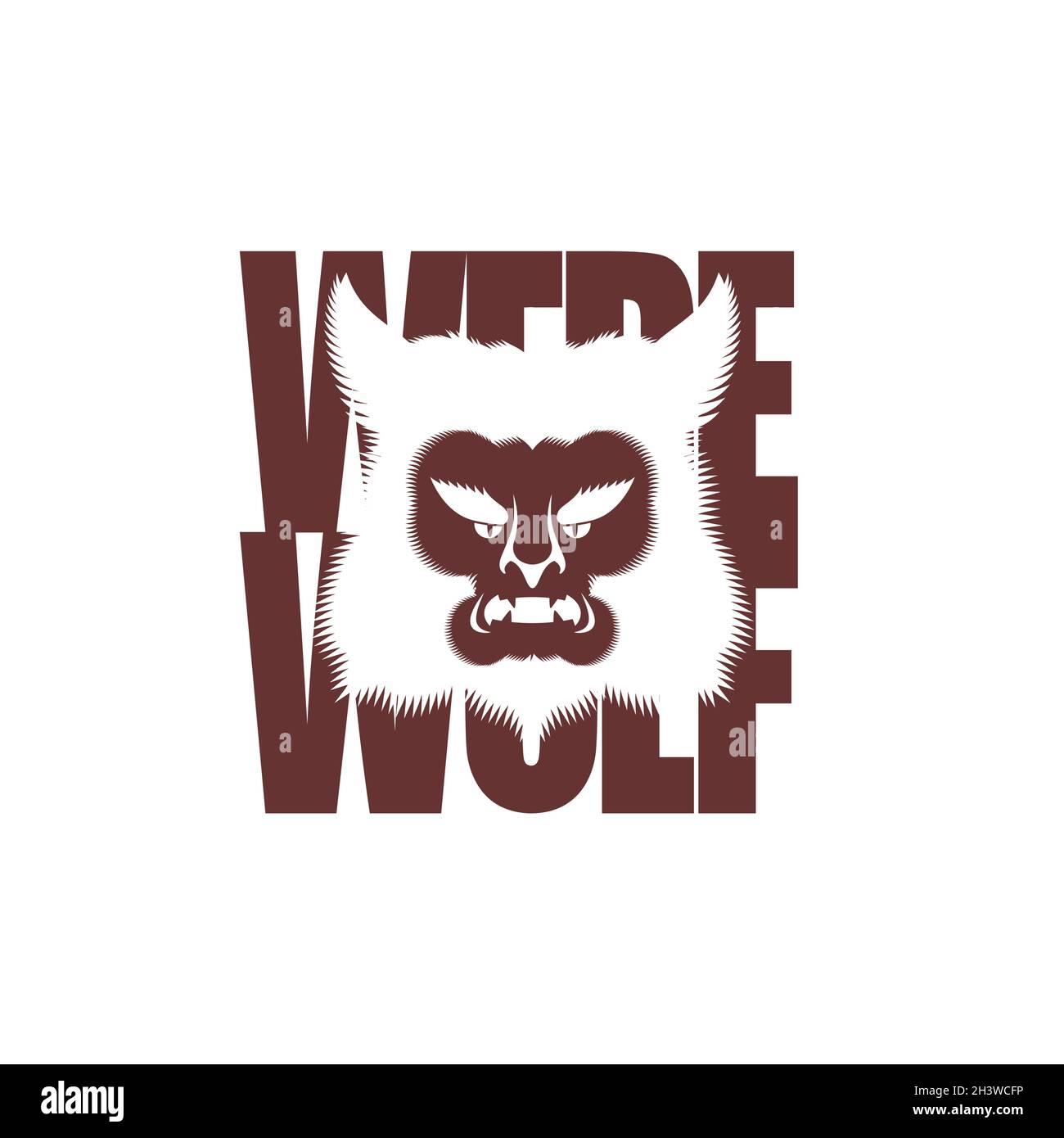 Werewolf Lettering Silhouette of in text. werwolf Typography. wolfman ...