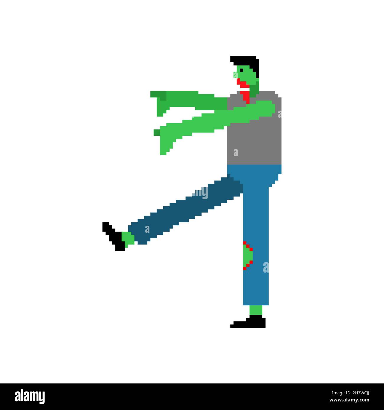 Zombie pixel art. pixelated zombi isolated. 8 bit Dead man alive Stock ...