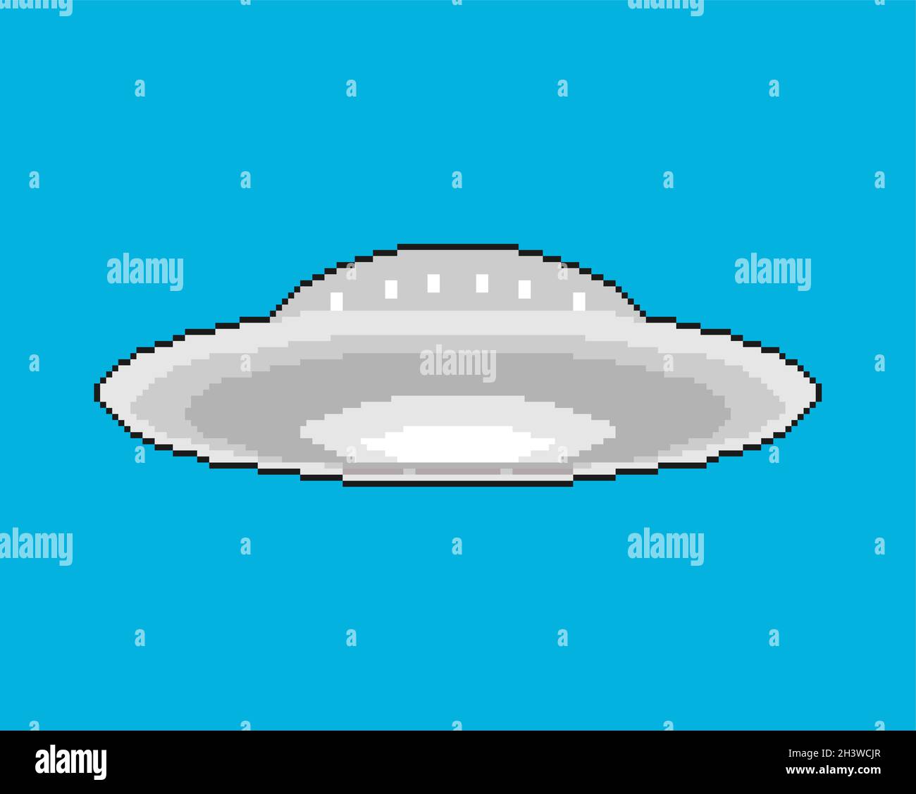 UFO pixel art. pixelated Flying Saucer isolated. 8 bit unknown flying ...