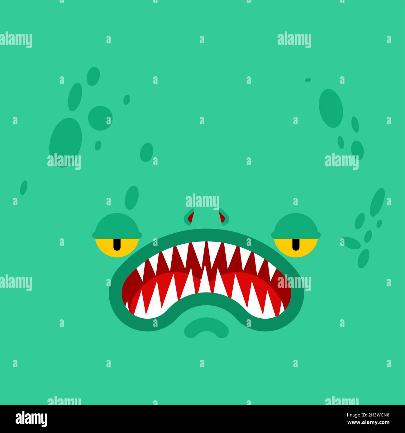 Monster face. Teeth and jaws of green monstrosity Stock Vector Image ...
