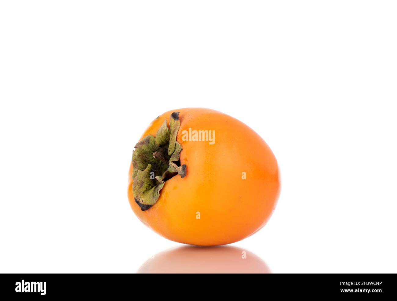 One ripe sweet persimmon, close-up, isolated on white Stock Photo - Alamy