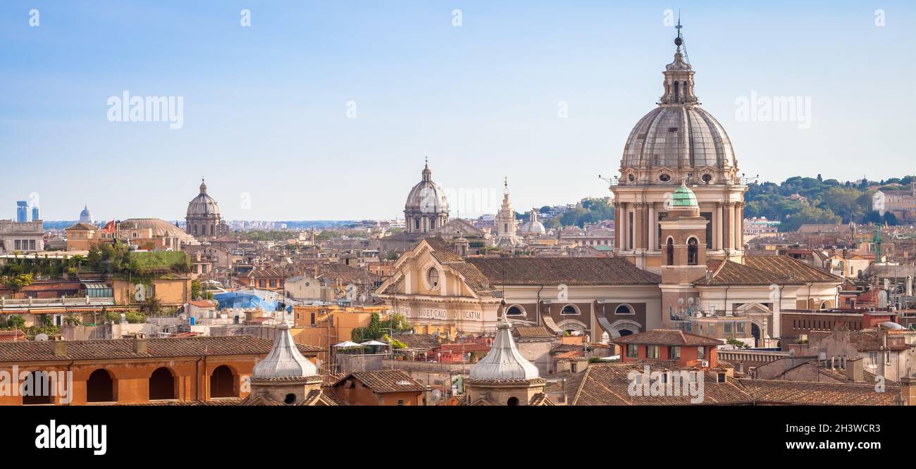 Rome cityscape with blue sky and clouds, Italy Stock Photo - Alamy