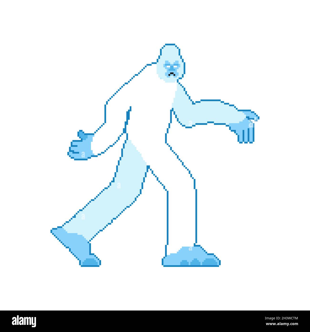 Yeti pixel art. pixelated bigfoot isolated. 8 bit abominable snowman ...