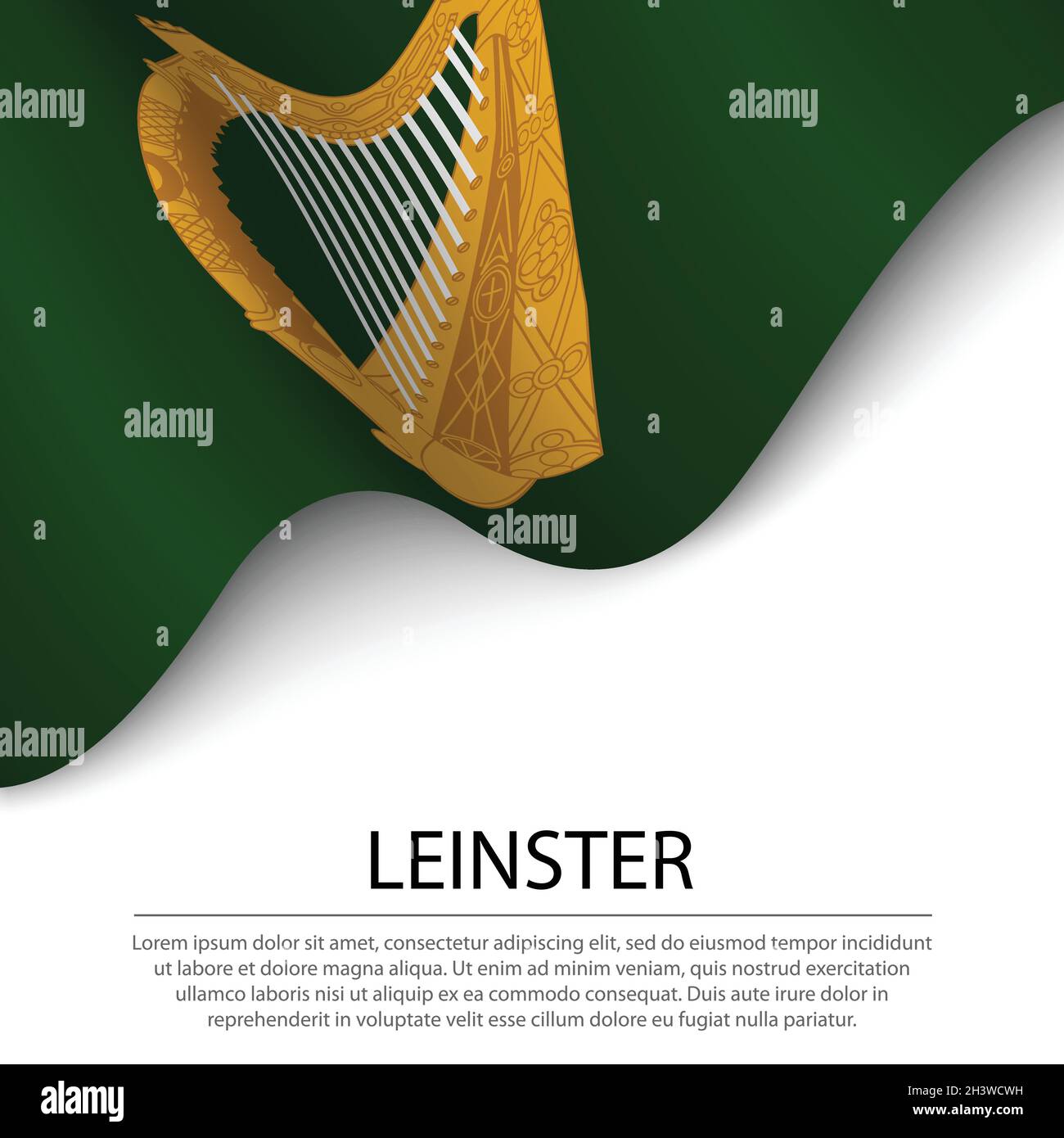 Waving flag of Leinster is a province of Ireland on white background ...