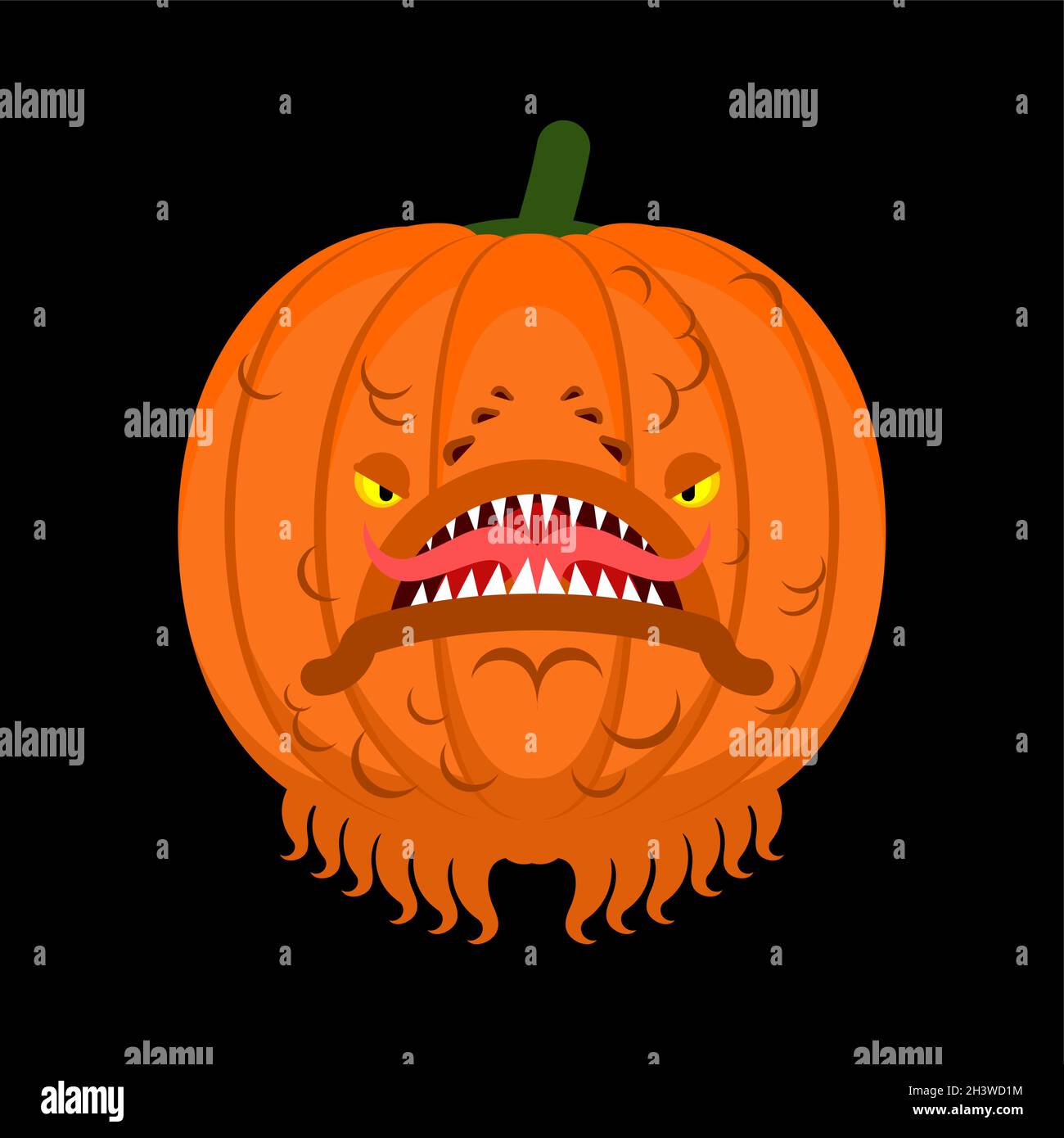 Pumpkin monster for halloween. Scary vegetable. Horrible monstrosity ...