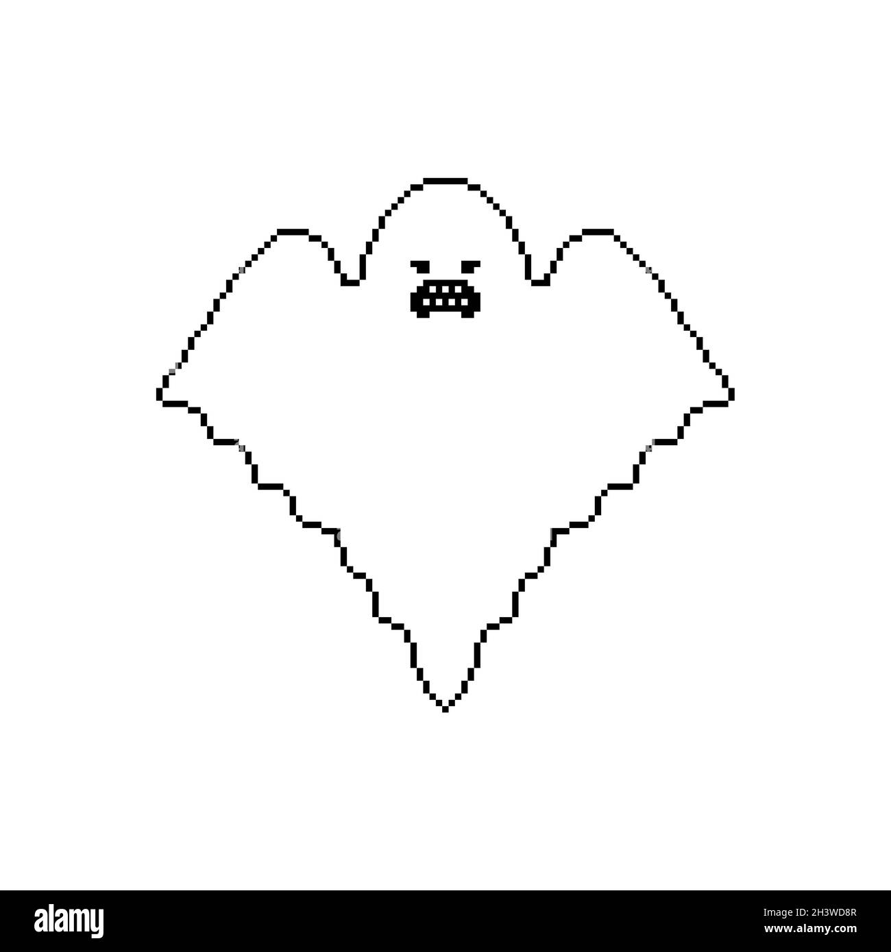 Ghost pixel art. Spooky cartoon pixelated 8 bit. vector illustration ...