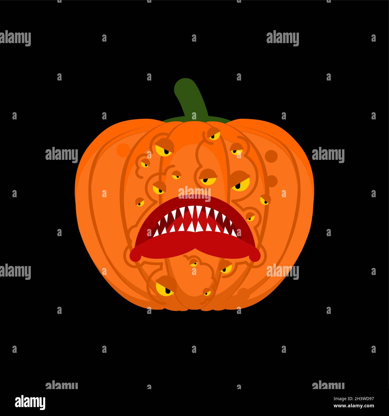 Pumpkin monster for halloween. Scary vegetable. Horrible monstrosity ...