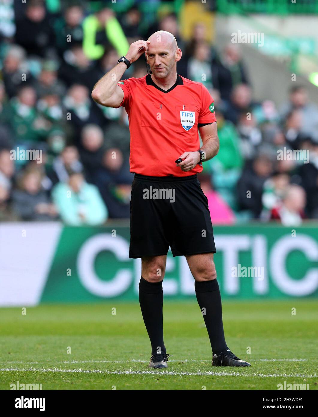 Referee Bobby Madden during the cinch Premiership match at Celtic Park ...