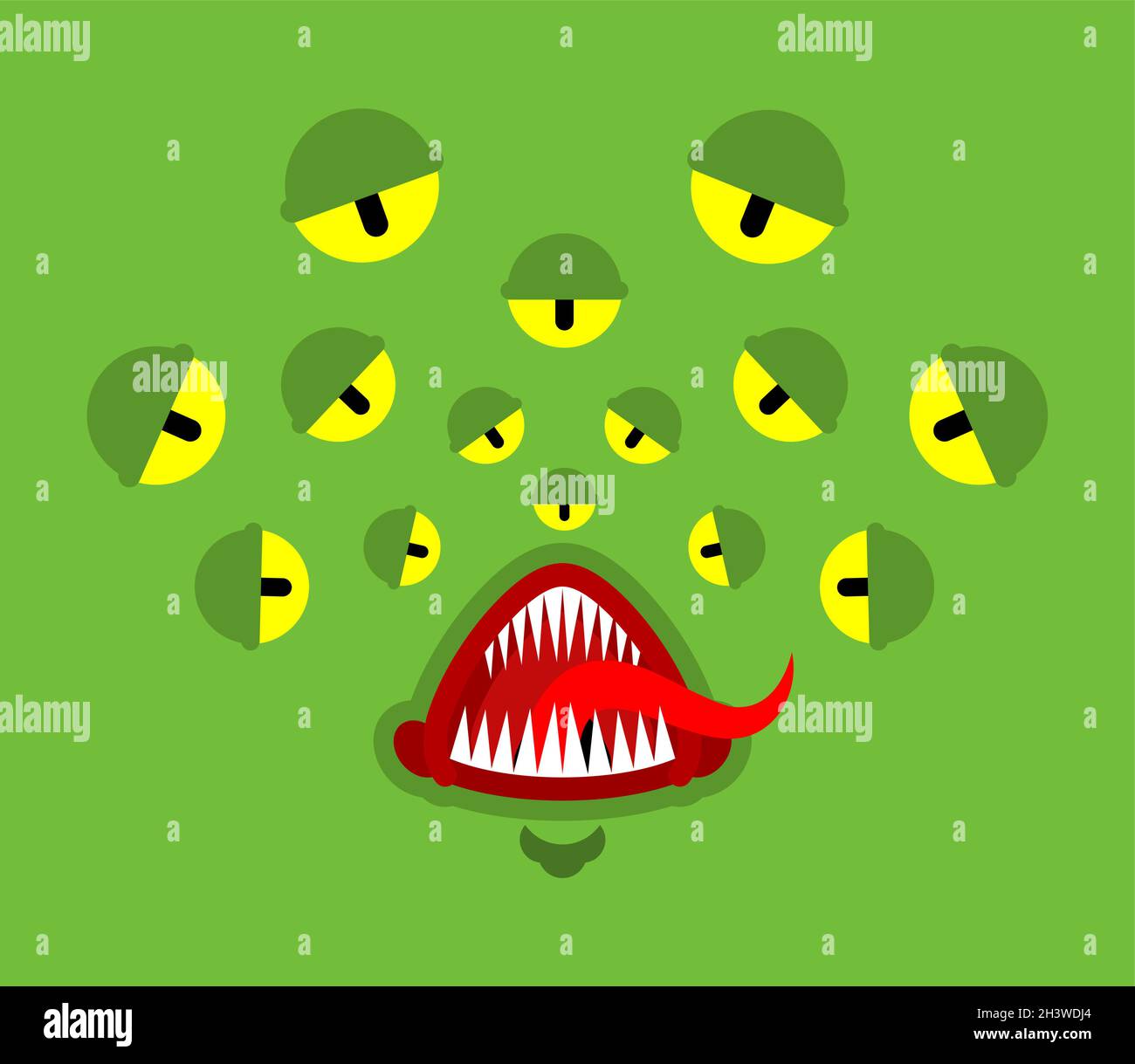 Monster face. Teeth and jaws of green monstrosity Stock Vector Image ...