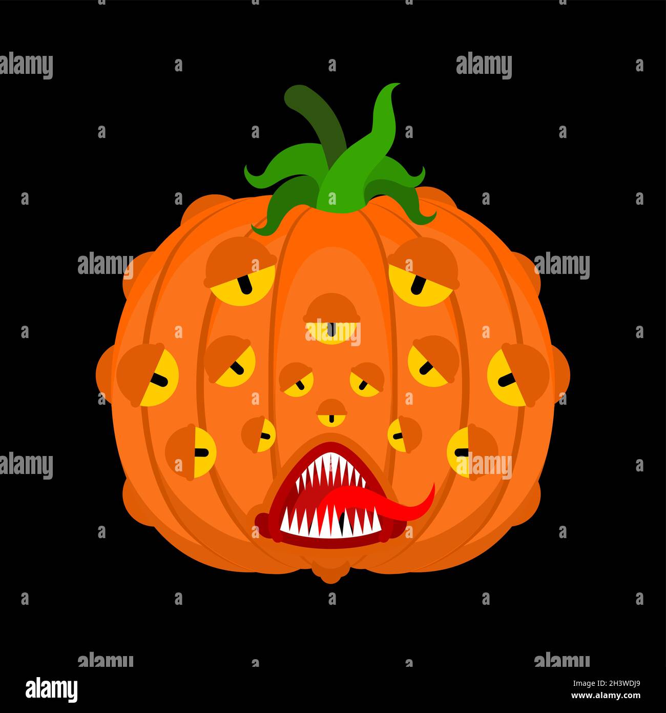 Pumpkin monster for halloween. Scary vegetable. Horrible monstrosity ...