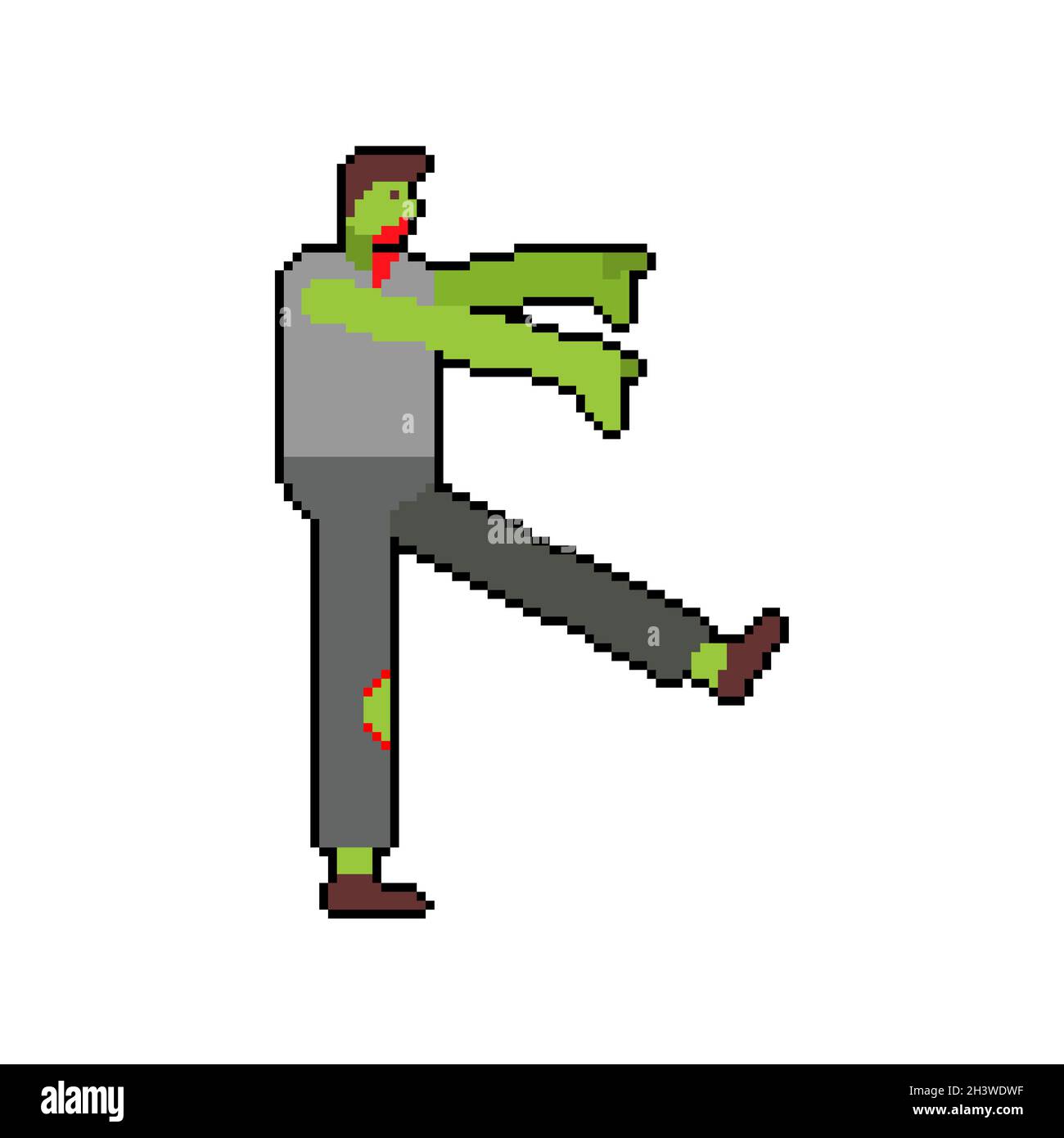 Zombie pixel art. pixelated zombi isolated. 8 bit Dead man alive Stock ...