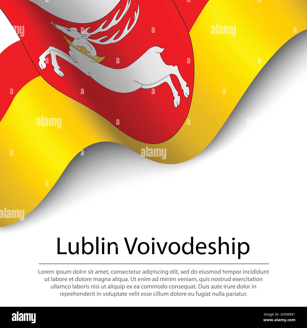 Waving flag of Lublin voivodship is a region of Polland on white ...