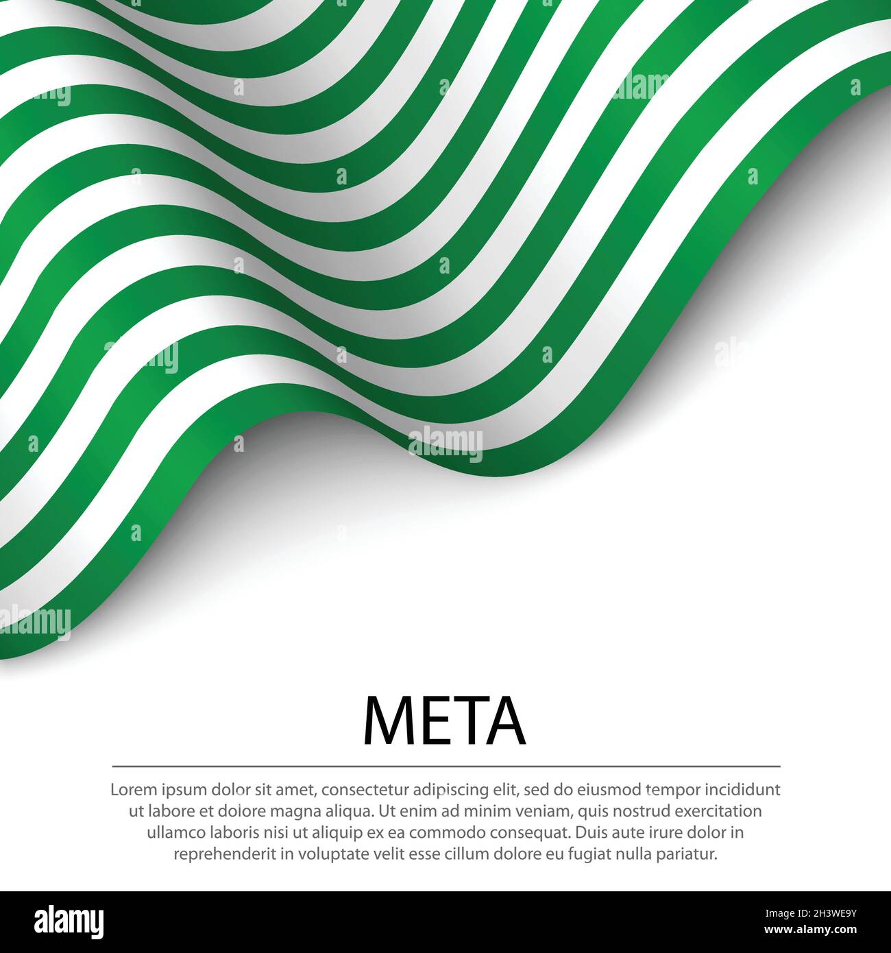 Waving flag of Meta is a region of Colombia on white background. Banner ...