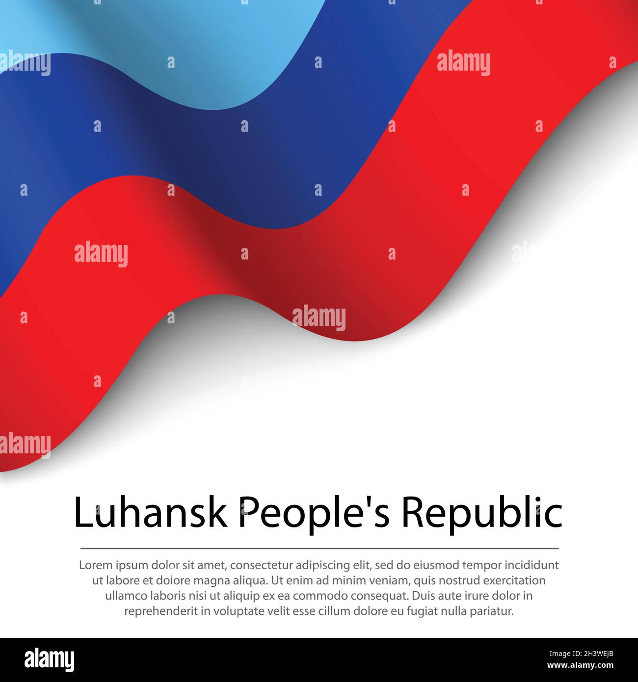 Waving flag of Luhansk People's Republic on white background. Banner or ...