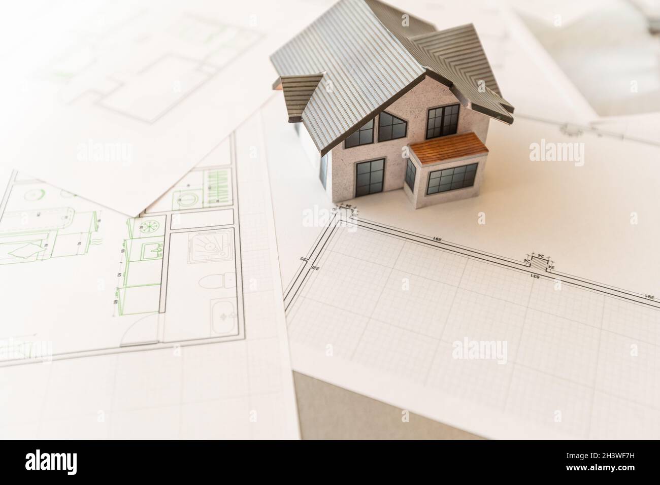 house in construction - project, house layout Stock Photo - Alamy