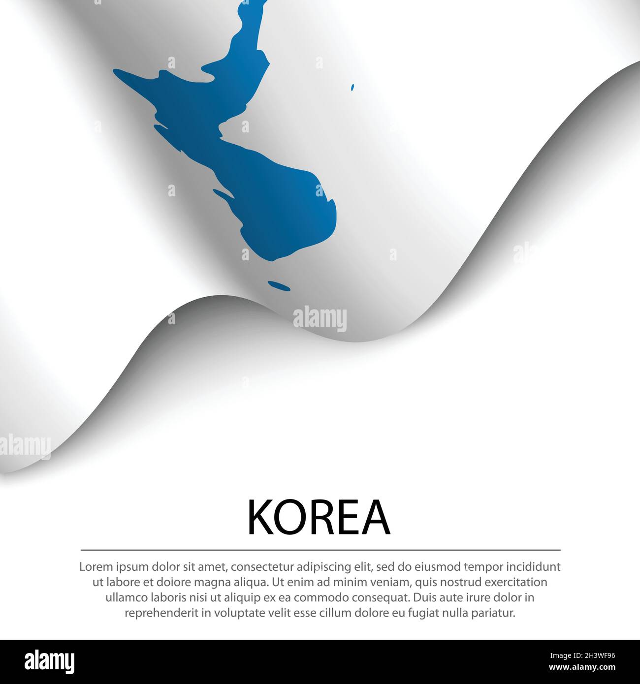 Waving flag of Korean Unification on white background. Banner or ribbon ...