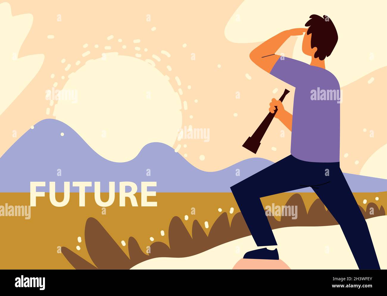 man looking with telescope Stock Vector Image & Art - Alamy