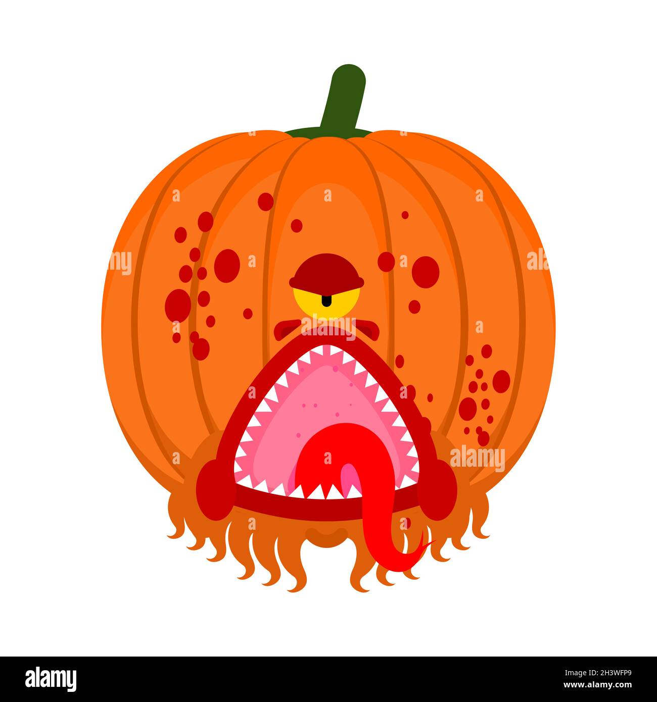Pumpkin monster for halloween. Scary vegetable. Horrible monstrosity ...
