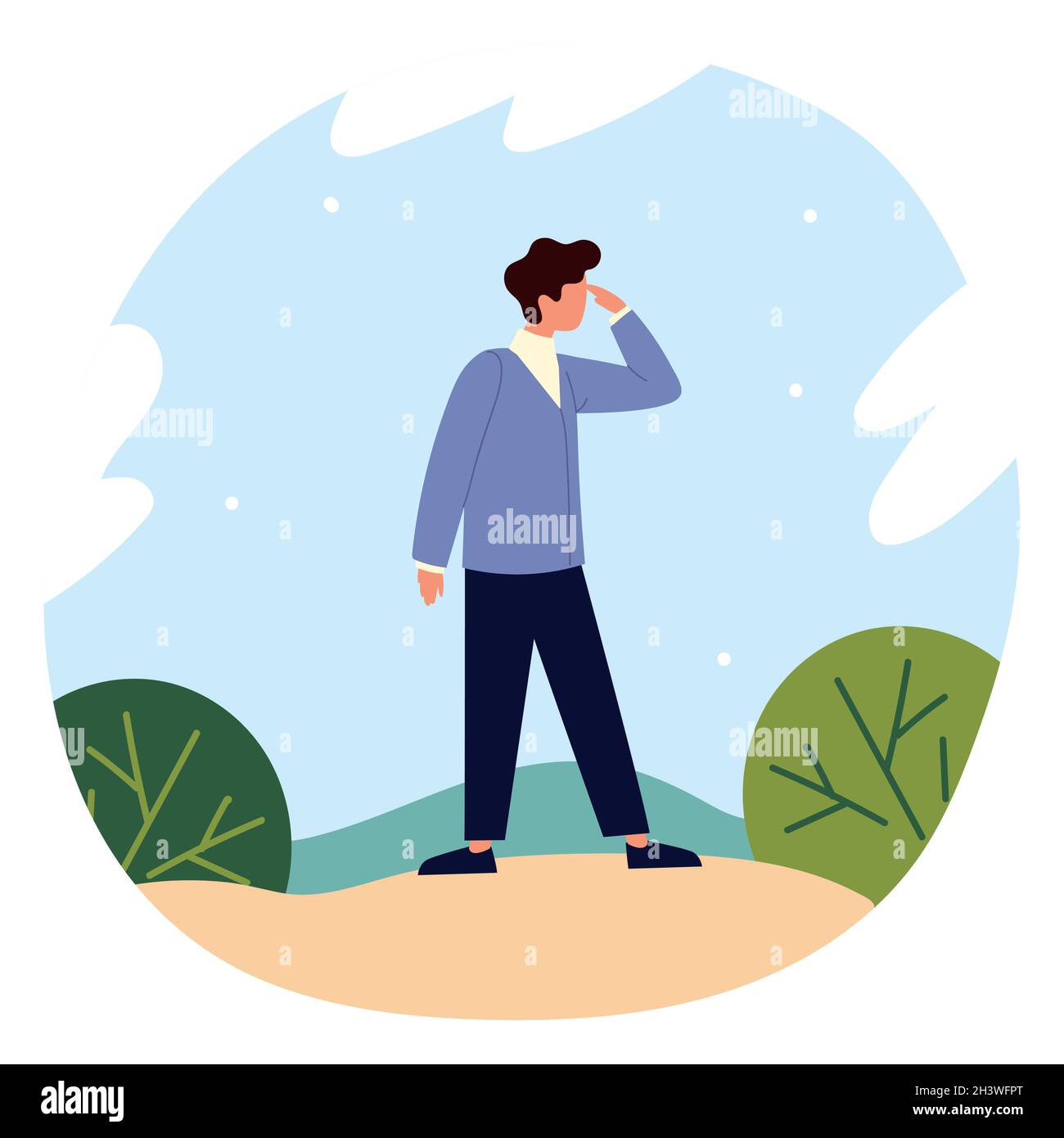 man looking in the landscape Stock Vector Image & Art - Alamy