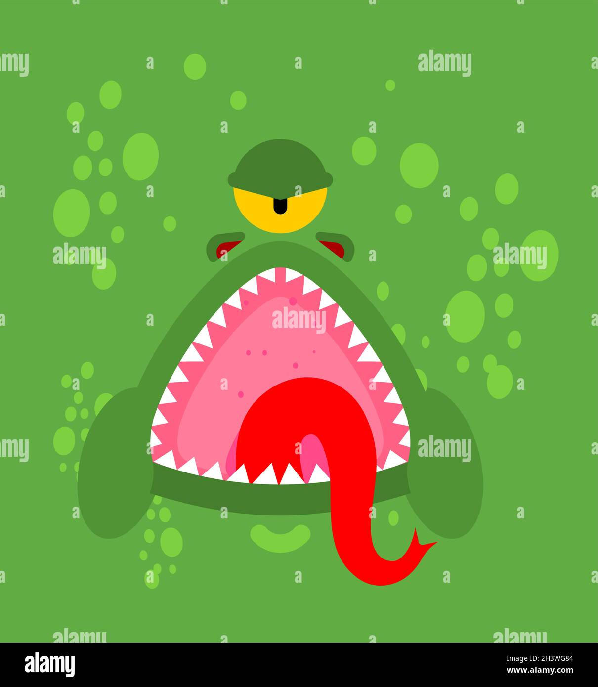 Monster face. Teeth and jaws of green monstrosity Stock Vector Image ...
