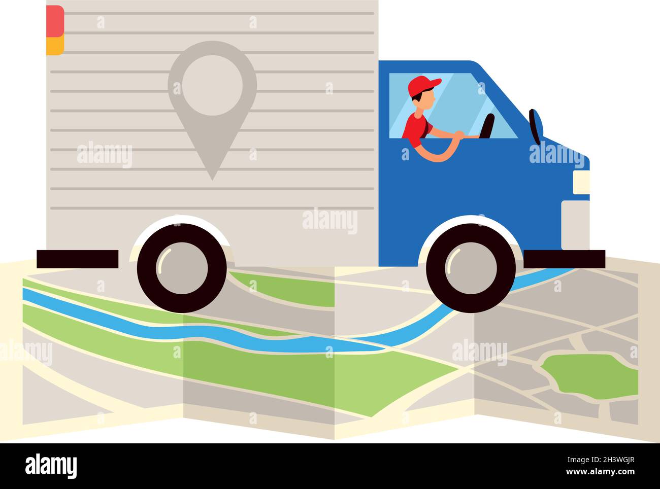 delivery truck on map Stock Vector Image & Art - Alamy