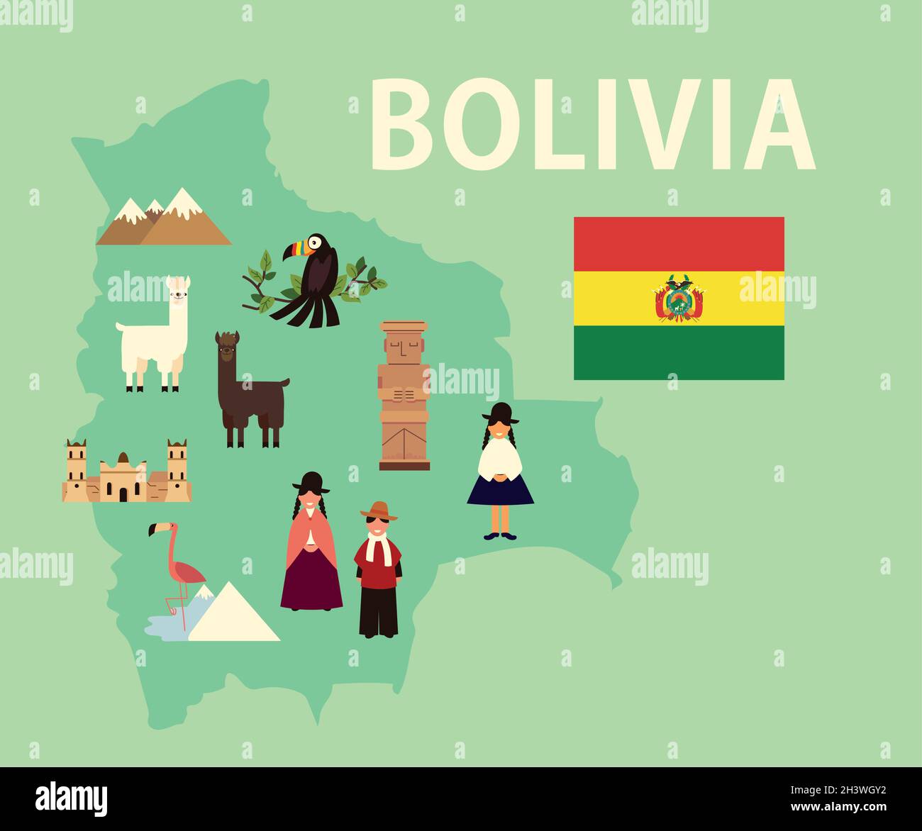 bolivia map and culture Stock Vector Image & Art - Alamy