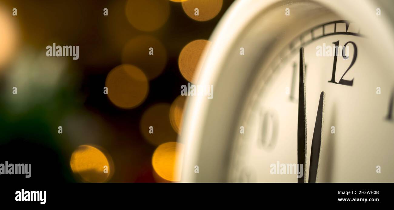 New year clock before midnight. Midnight countdown clock, banner. New ...