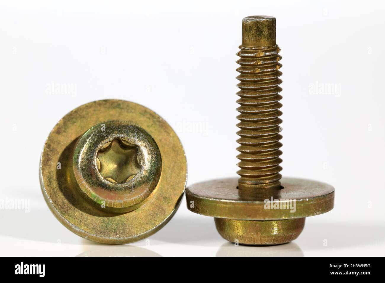 These bolts of the same shape are shown from different sides Stock ...