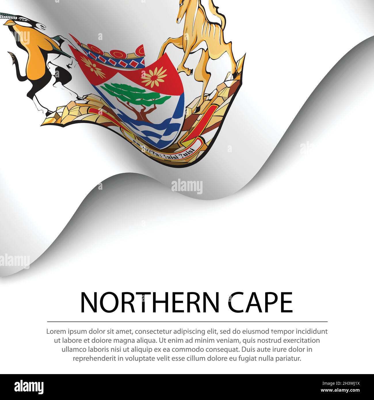 Waving flag of Northern Cape is a Province of South Africa on white ...