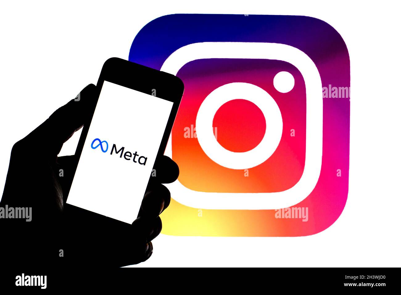 In this photo illustration a Meta logo seen displayed on a smartphone ...
