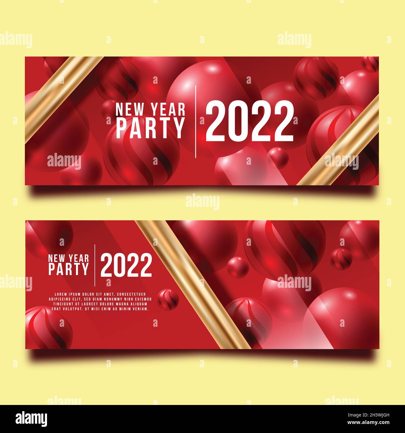realistic new year 2022 party banners template vector design ...