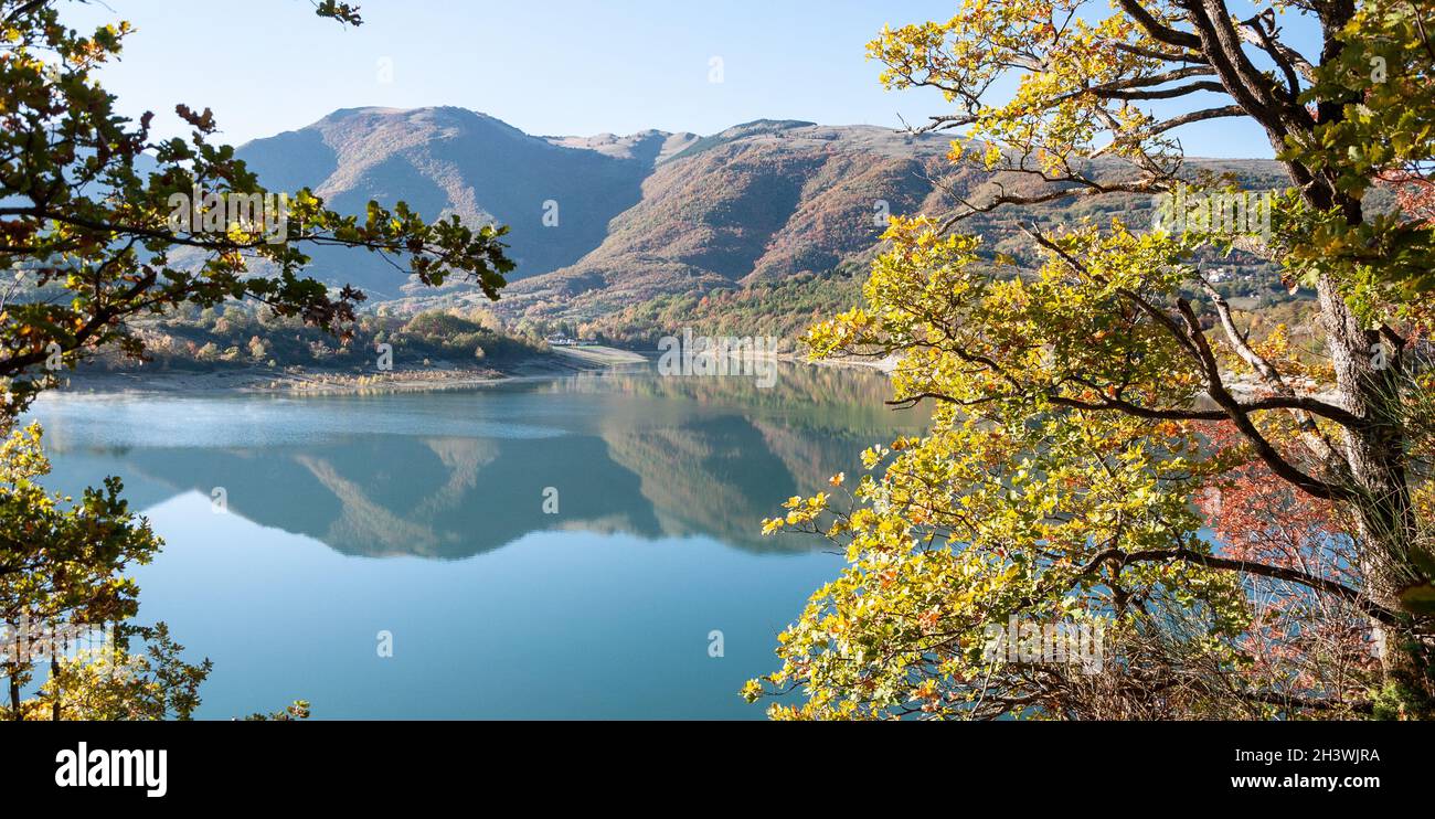 landscape Lago di Fiastra in Marche region, Macerata Province, Italy ...