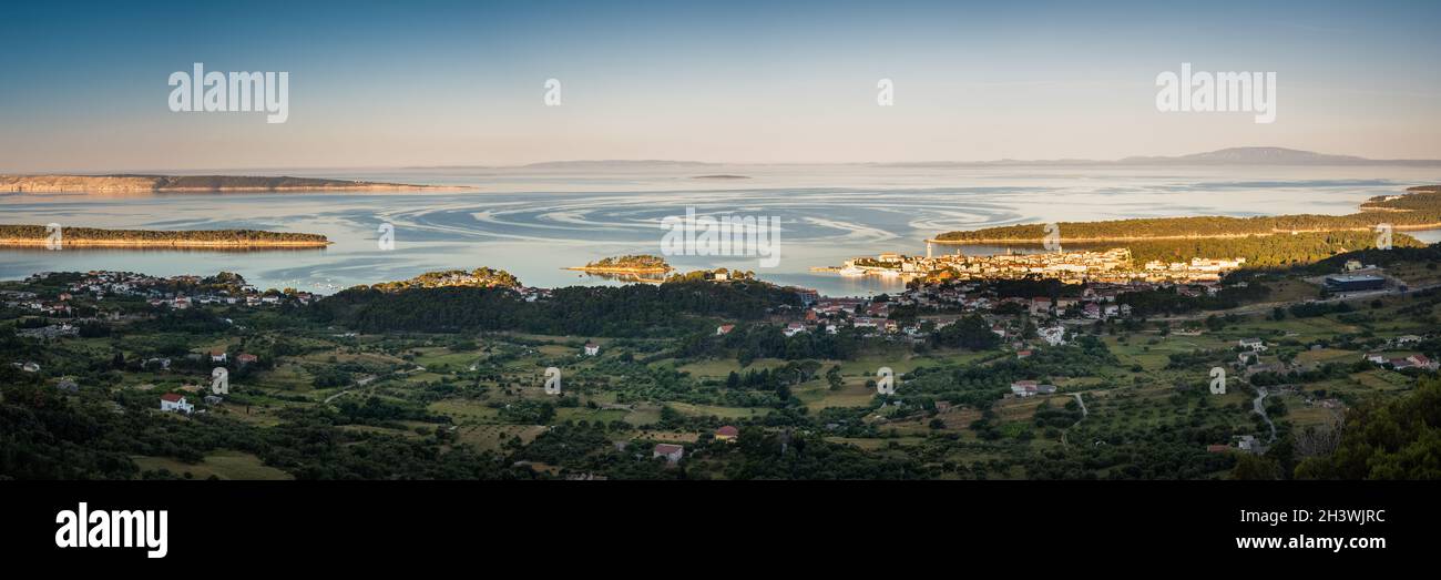 Panoramic View of the island and town of rab from a higher viewpoint on ...