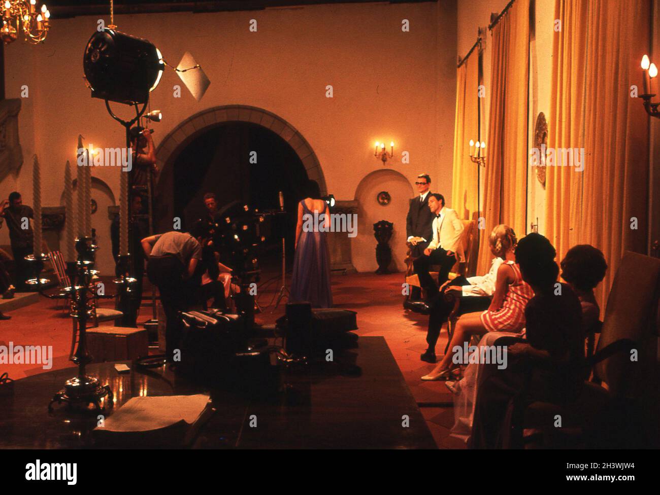 Actors and crew during the filming of the Romanian movie "Serata" (1971 ...