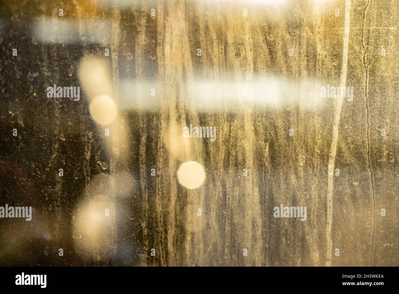 Dirty glass. Window after rain. Jets of water stained the surface Stock ...