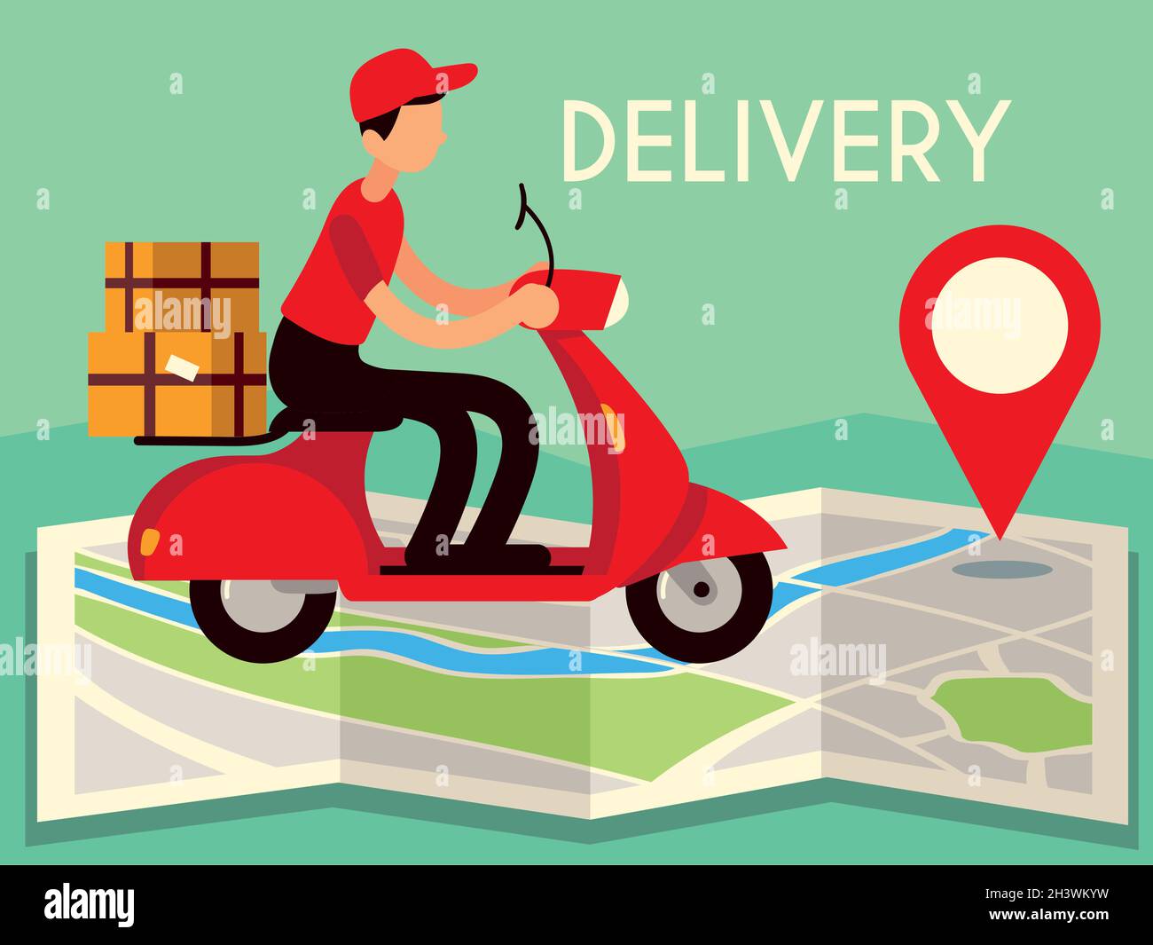 delivery man on map Stock Vector Image & Art - Alamy