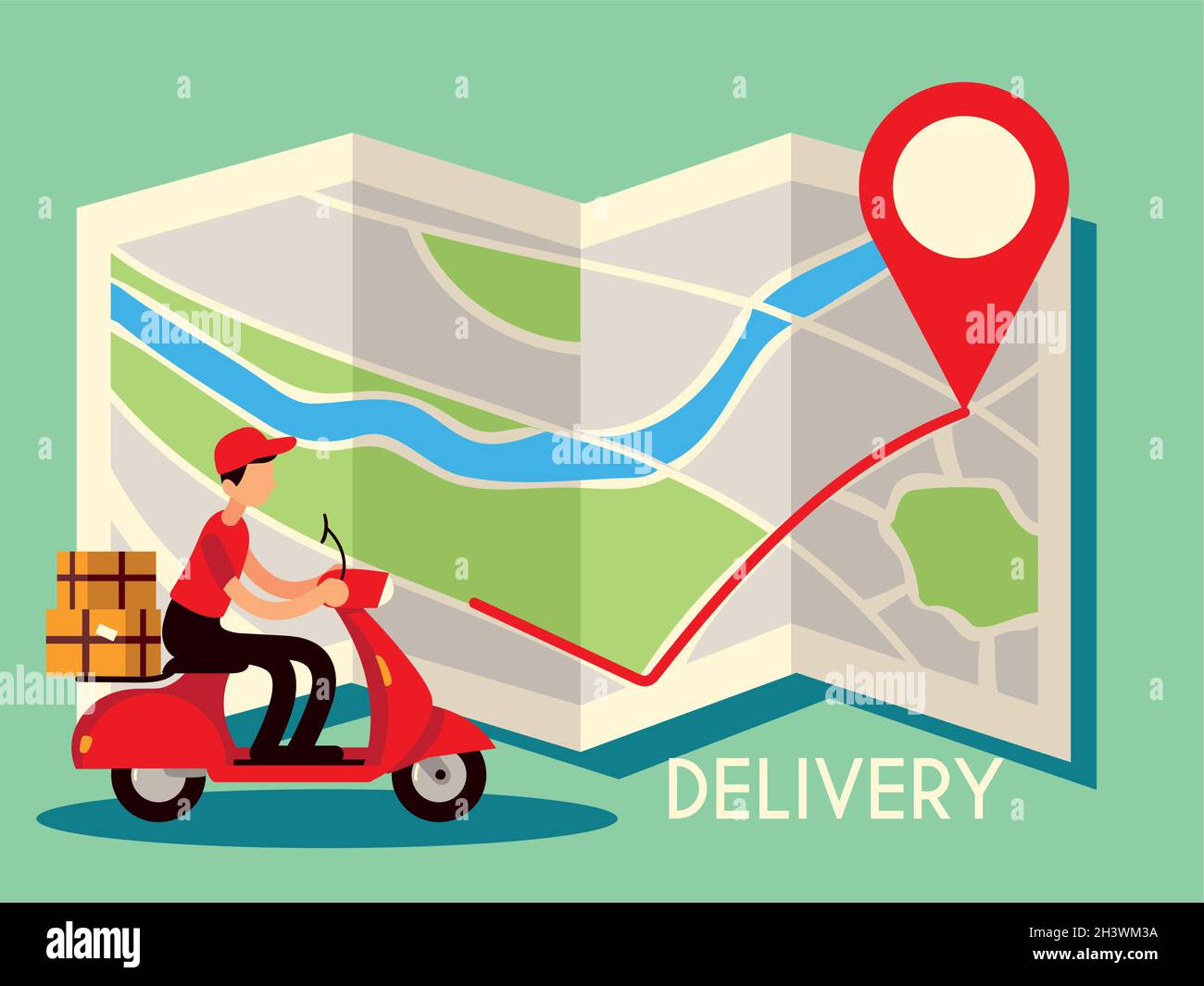 delivery man track route Stock Vector Image & Art - Alamy