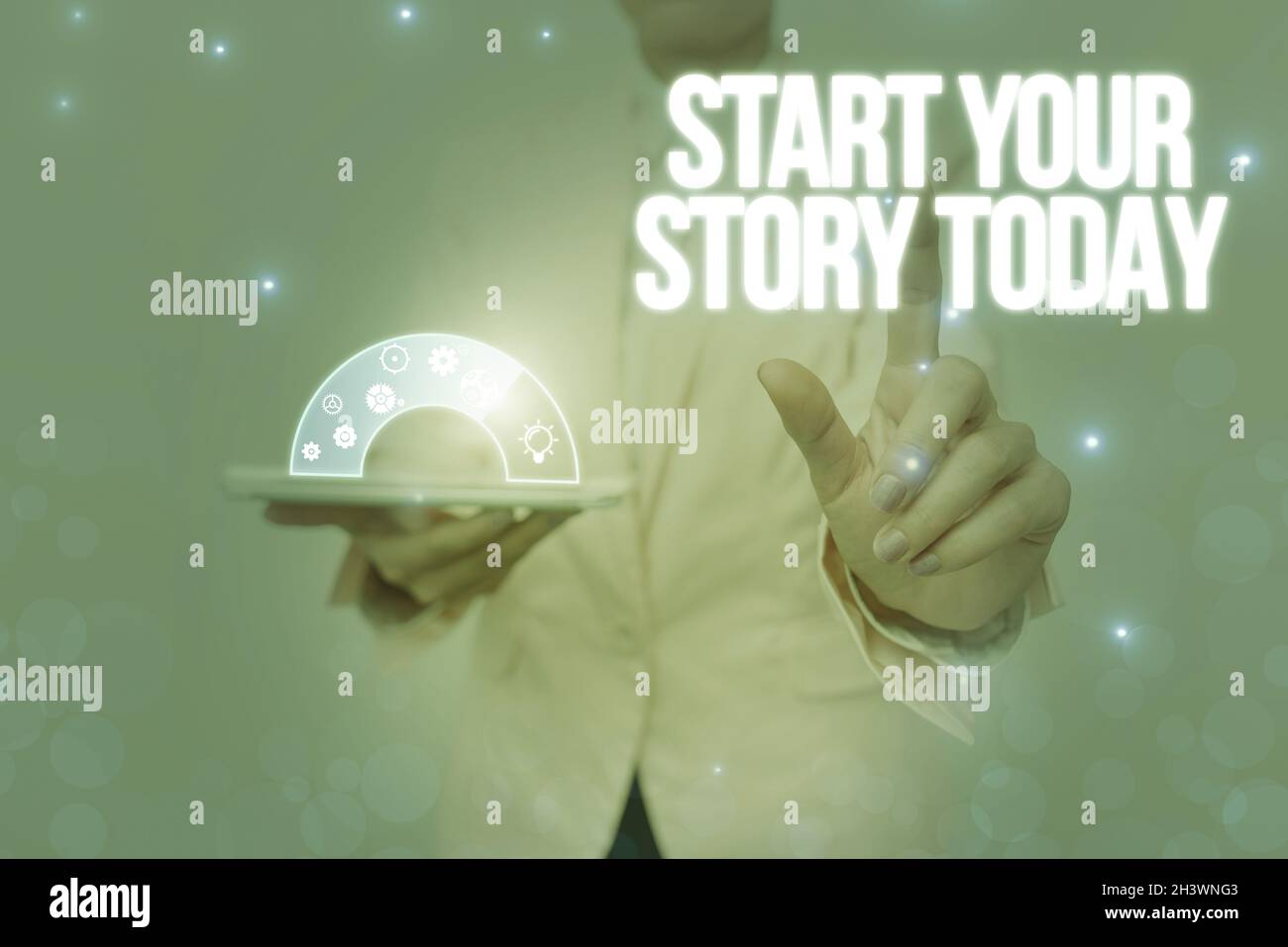 Hand writing sign Start Your Story Today. Business concept work hard on ...