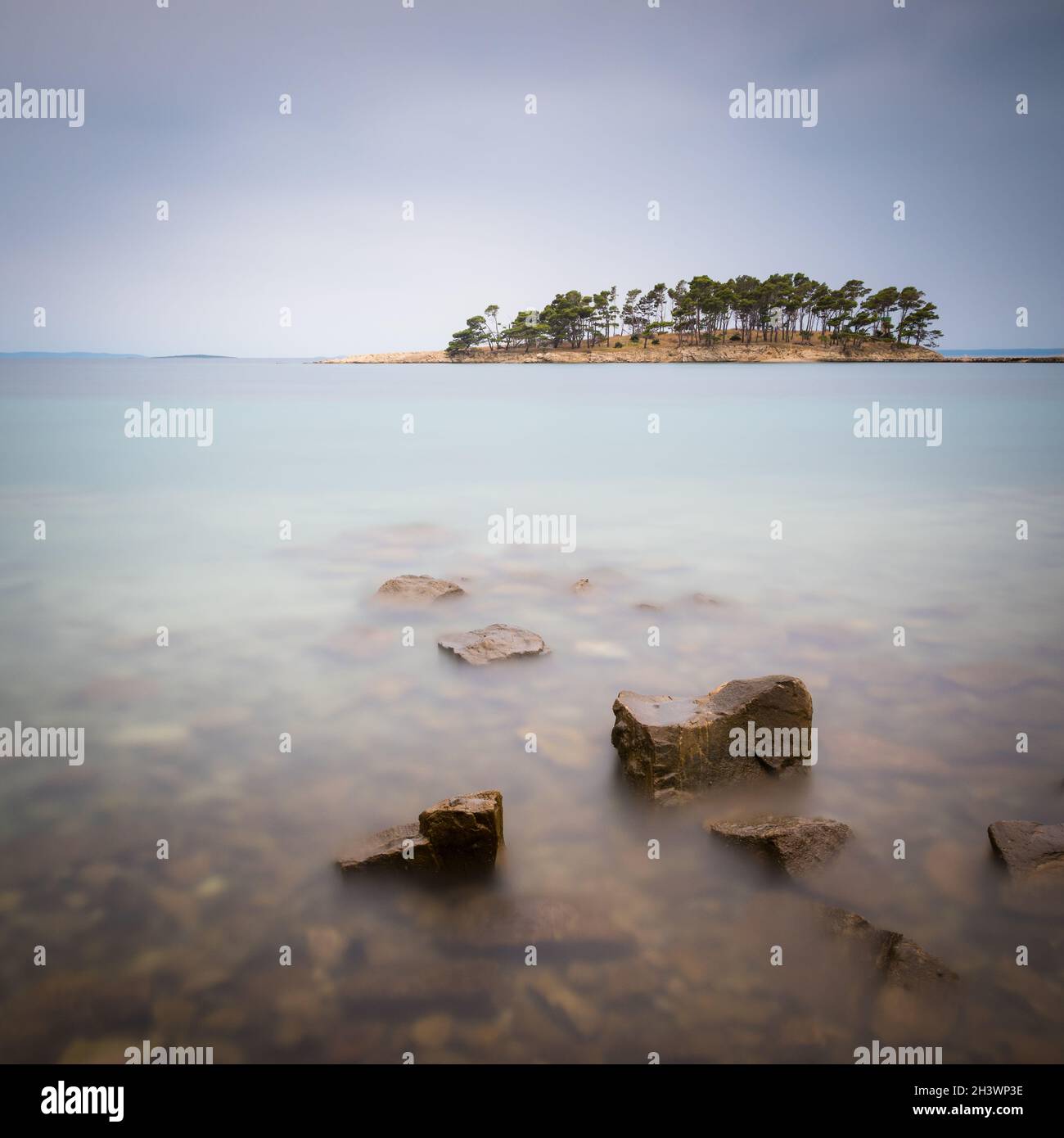 Banjol on island of Rab with sveti Juraj in a long exposure at evening ...