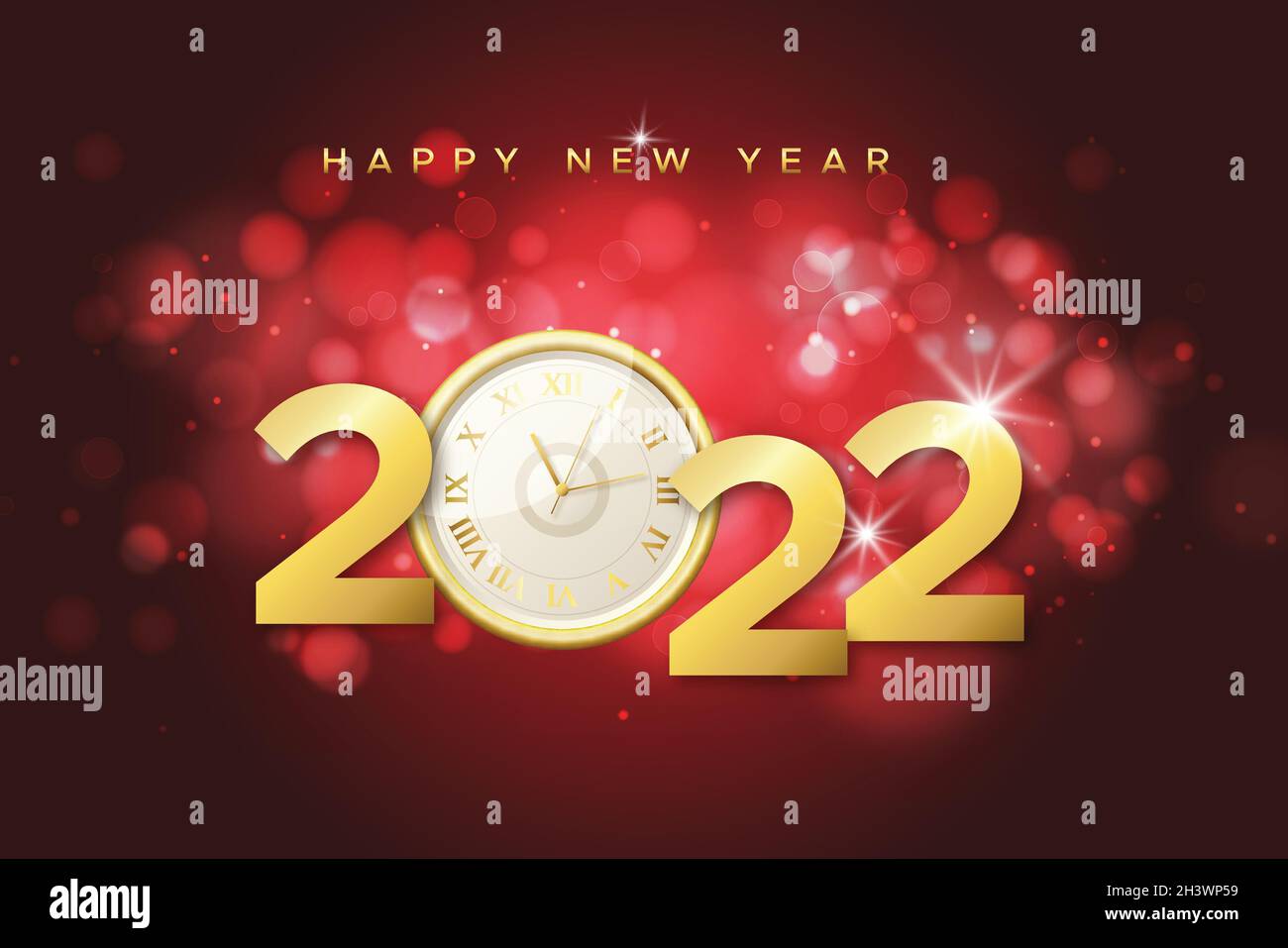 realistic new year 2022 clock background vector design illustration ...