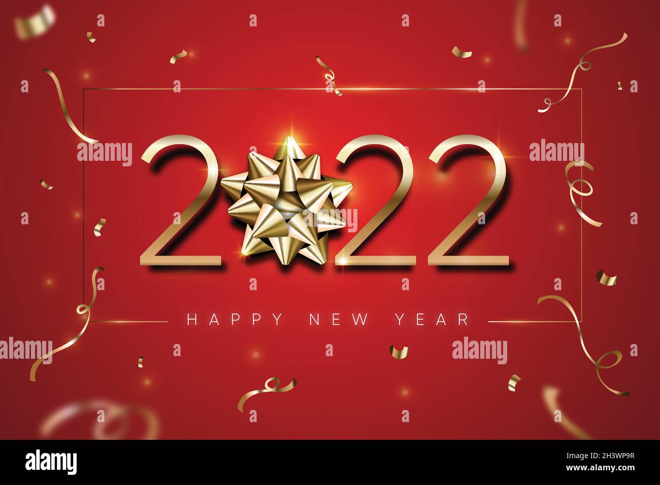 realistic new year 2022 background with golden gift bow vector design ...