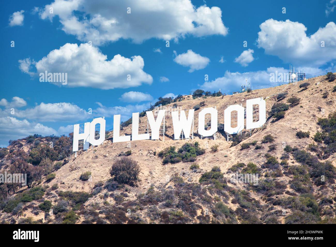 Hollywood sign in Los Angeles on blue sky Stock Photo - Alamy