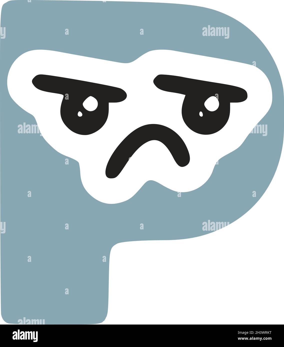 Letter p kawaii character with sad face, vector clip art Stock Vector ...